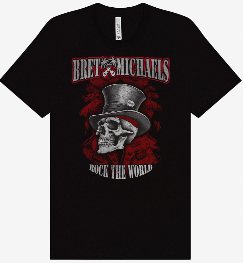 Top Hat Skull (Only) Rock The World Graphic Tee